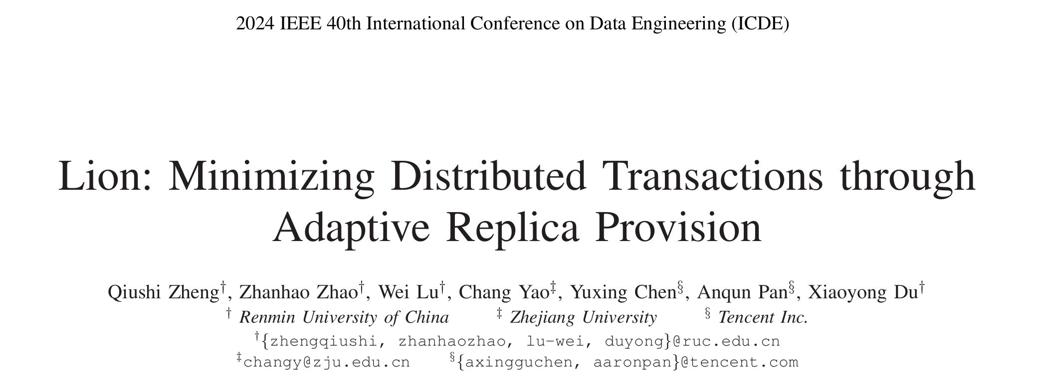 数据库系统研究组郑秋实同学论文被ICDE接收，恭喜秋实！ | RUC DBMS Research Group